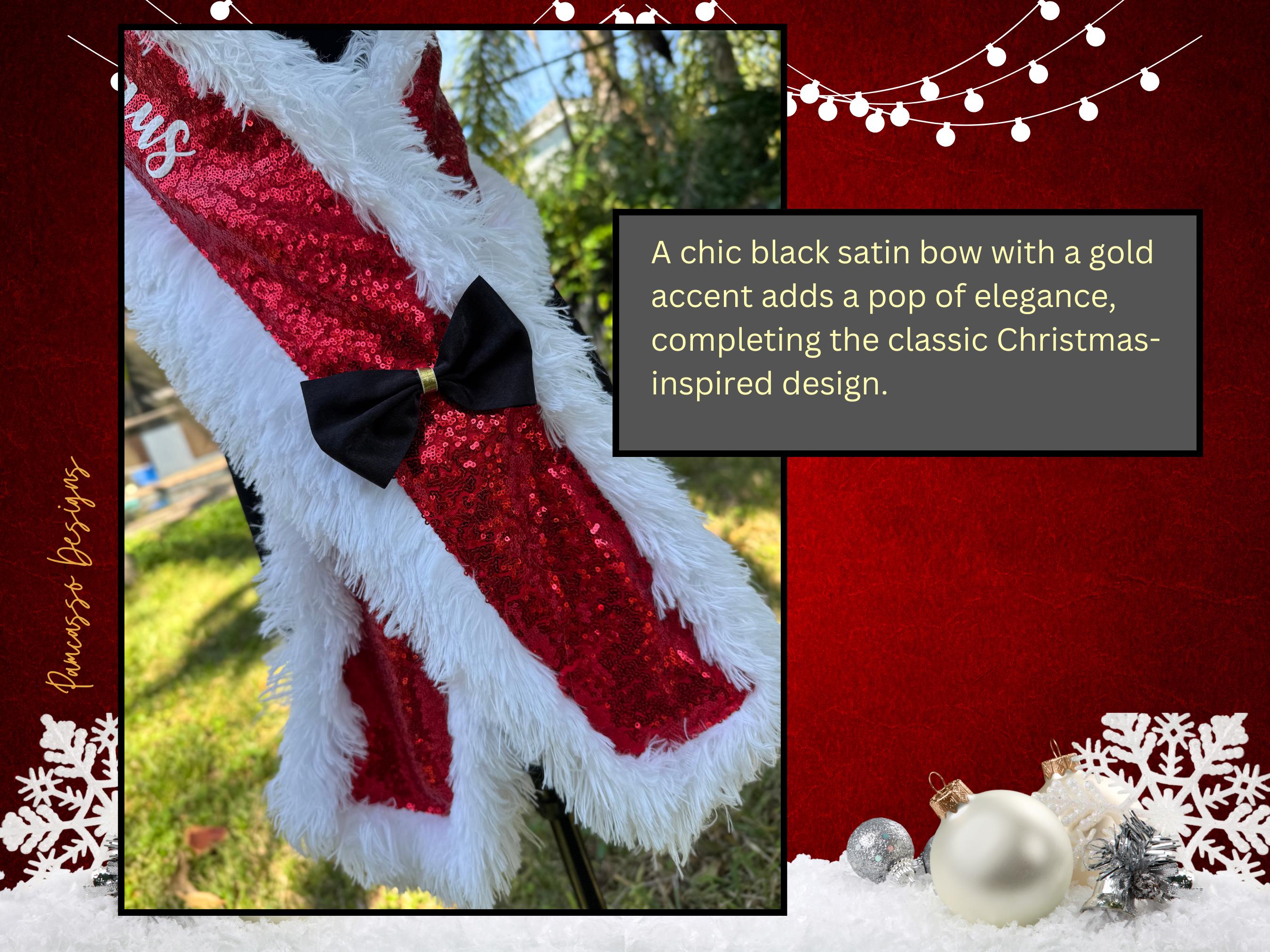 Sash | Mrs. Claus Red Sequin Sash With Faux Fur Trim & Satin Bow ...