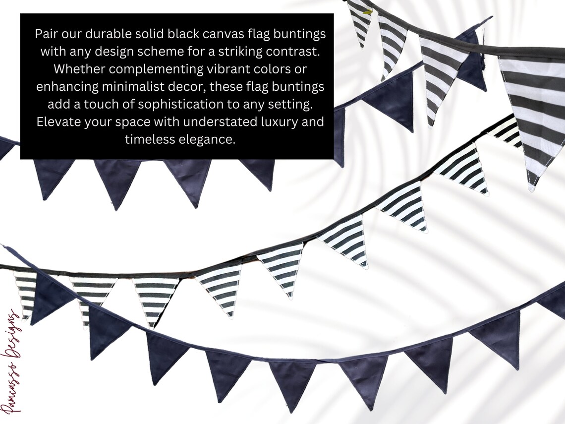 Black Canvas Durable Fabric Bunting Banner - Etsy