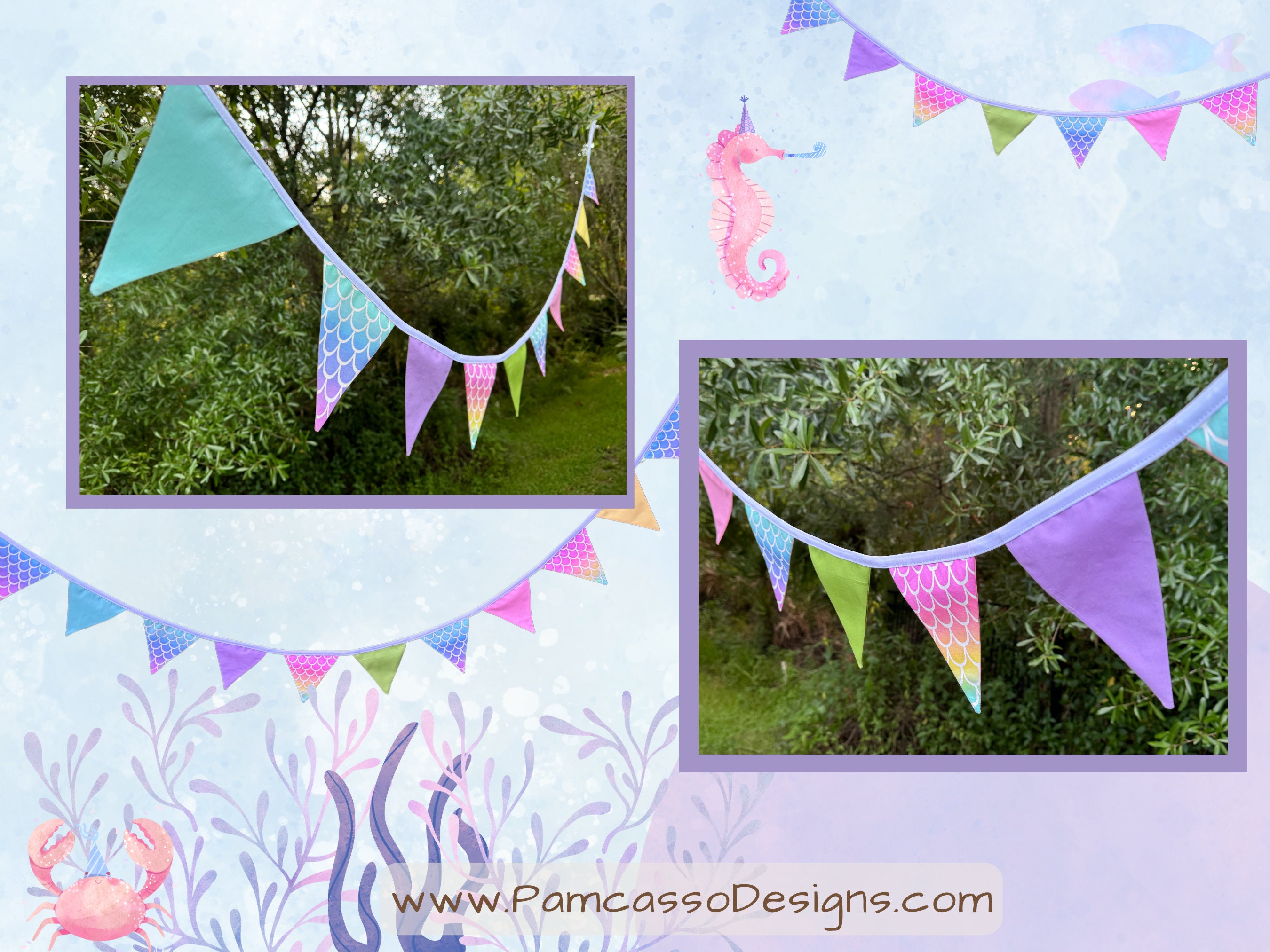 Mermaid Scales Bunting Banner Garland | Colorful Birthday Party Decor ...