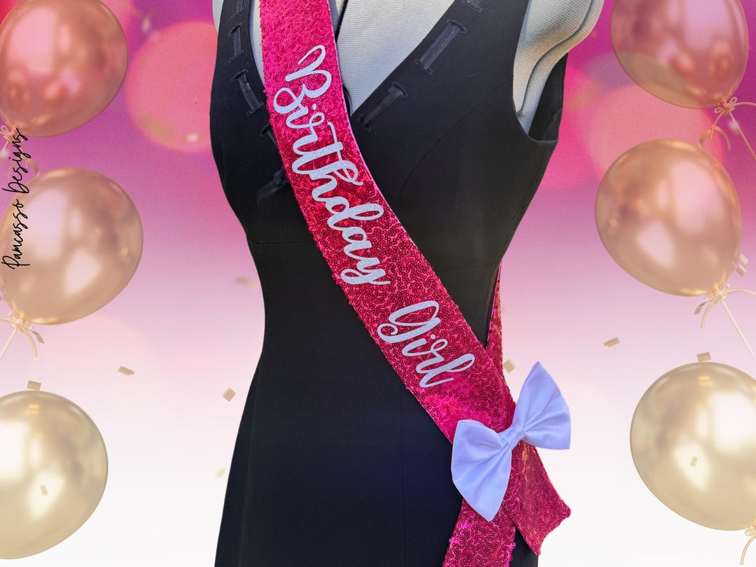 Sash | Personalized Hot Pink Sequin Sash – Custom Text for Birthdays ...