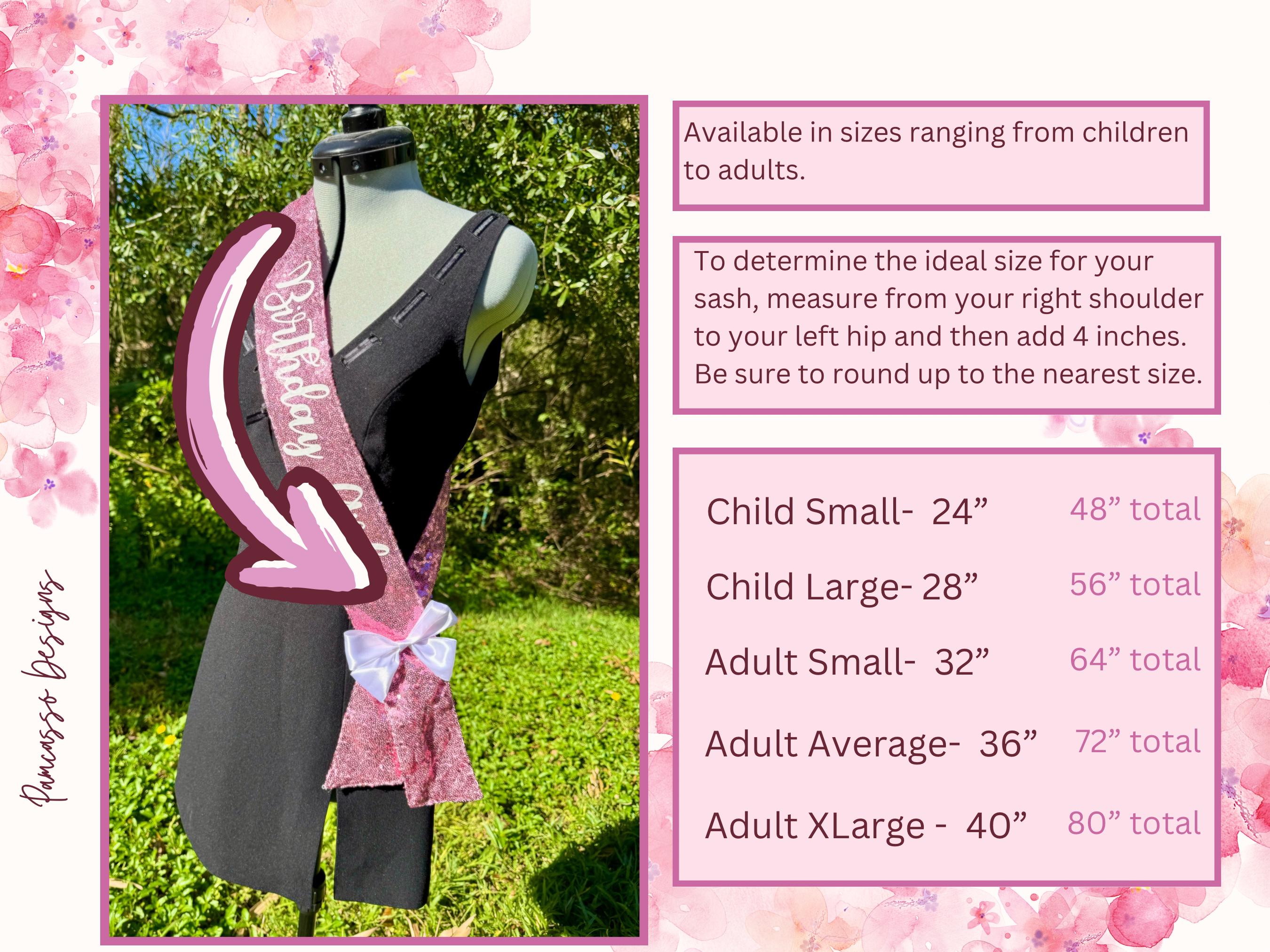 Sash | Sparkling Pink Sequins Fabric Birthday Girl Sash With Satin Bow ...