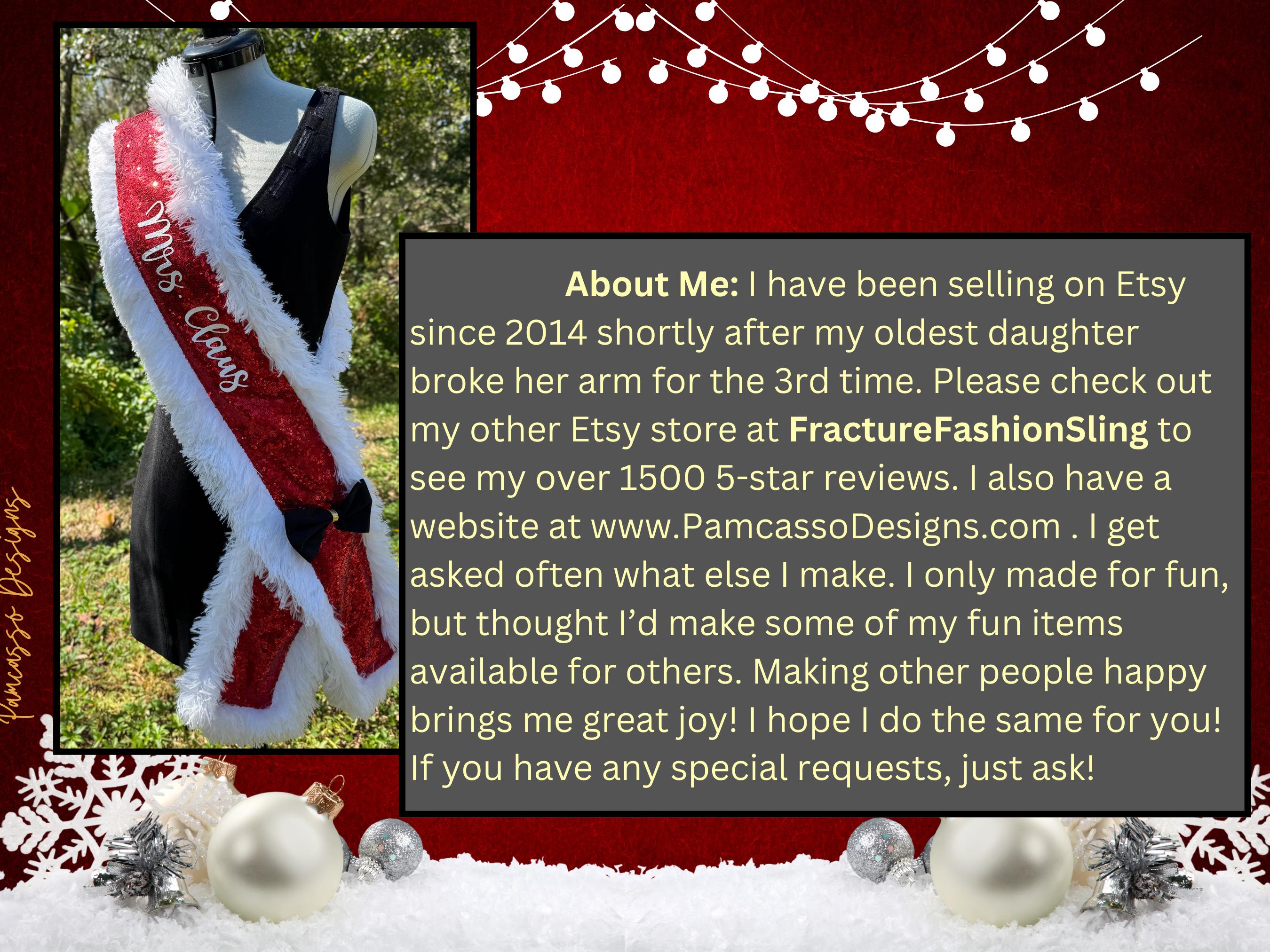 Sash | Mrs. Claus Red Sequin Sash With Faux Fur Trim & Satin Bow ...