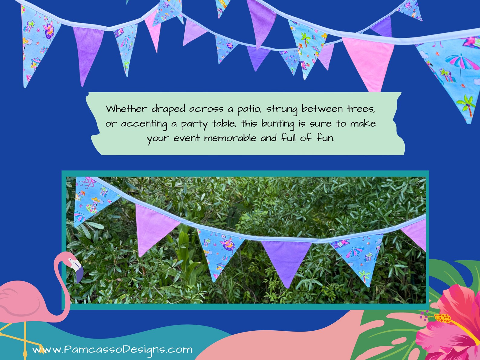 Flamingo Beach Bunting – Fun Tropical Party Decor Banner Garland | Hula ...
