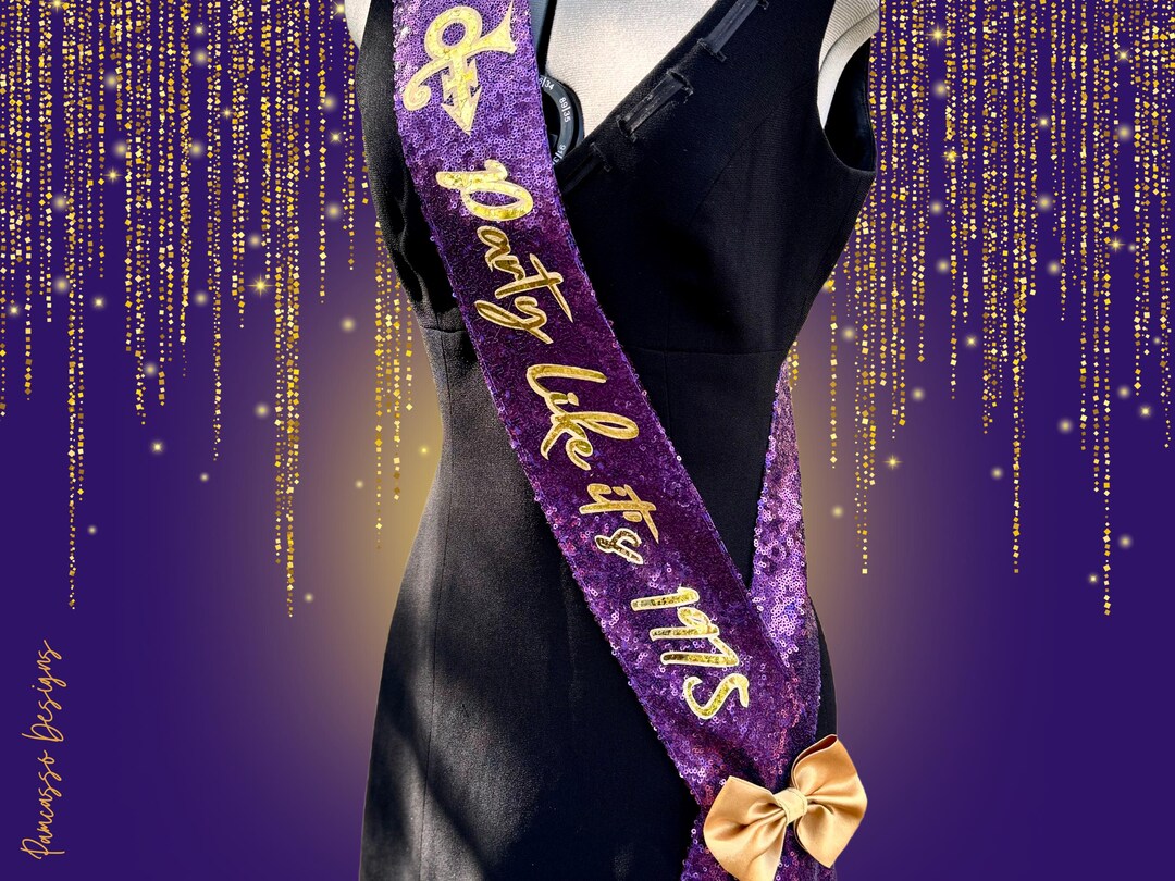Sash | Custom Regal Purple Sequin and Gold Sash – Personalized for ...