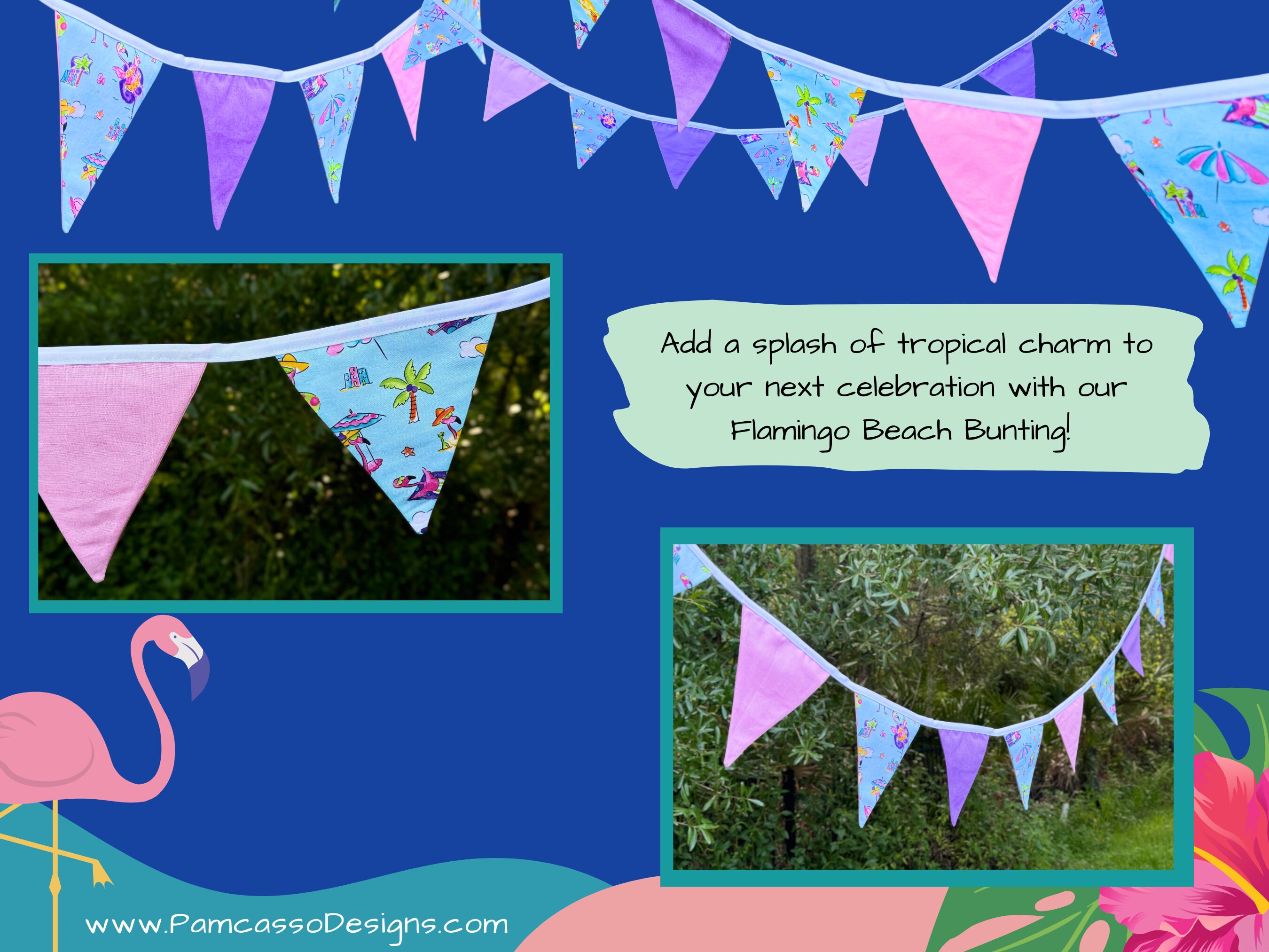 Flamingo Beach Bunting – Fun Tropical Party Decor Banner Garland | Hula ...