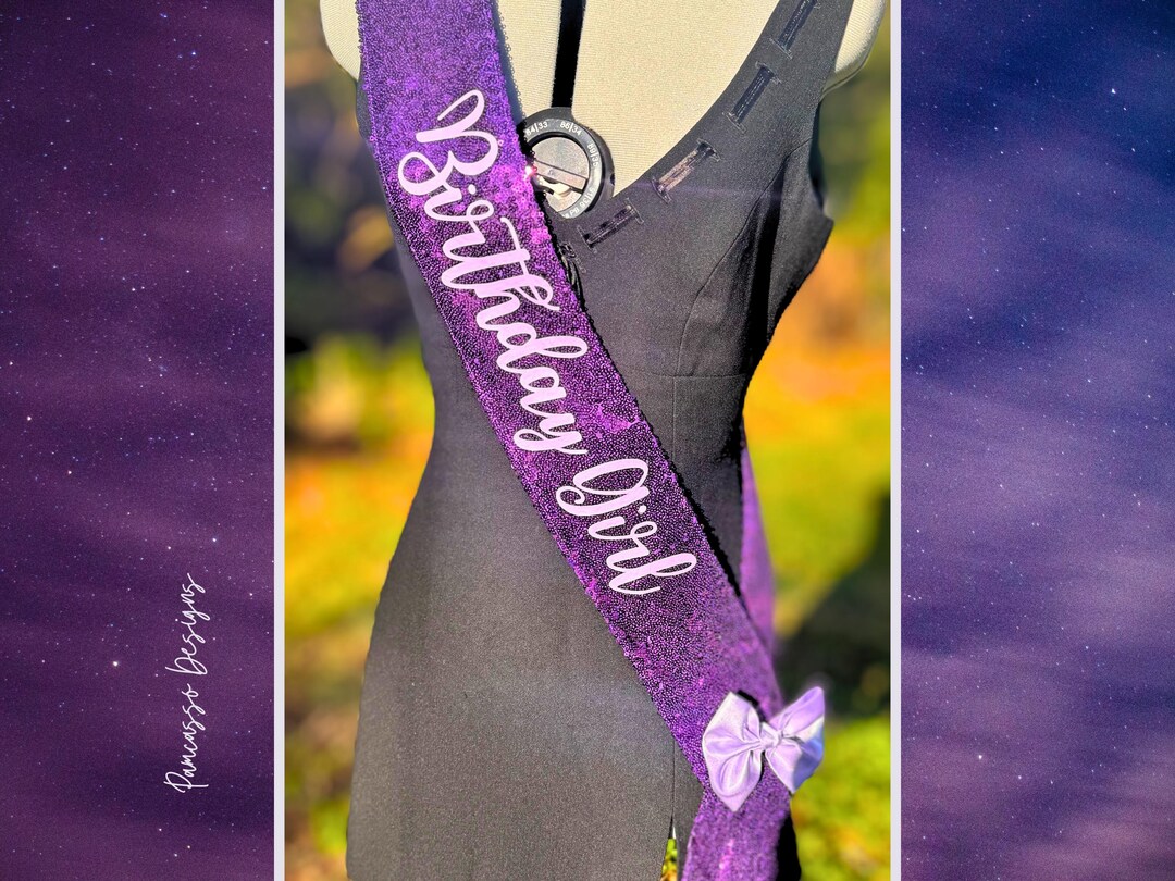 Sash | Personalized Regal Purple Sequin Sash – Custom Text for ...
