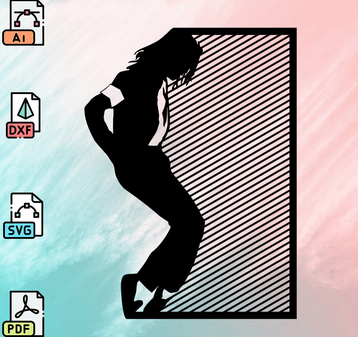 Michael Jackson Svg Dxf File Wall Sticker Pdf Silhouette Template Cnc ...