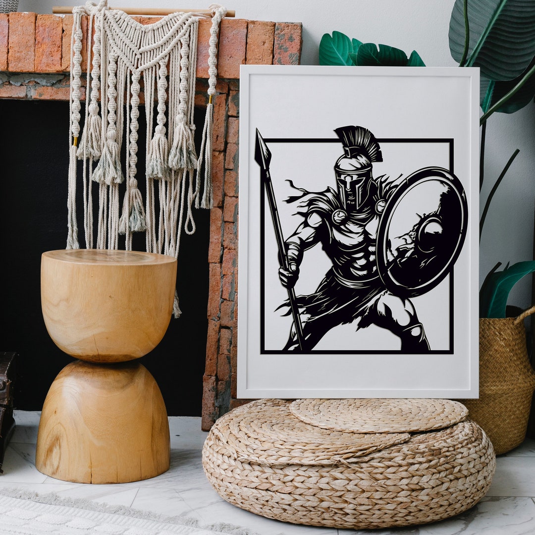 Spartan, Warior, Soldier Svg Dxf File Wall Sticker Pdf Template Cnc ...