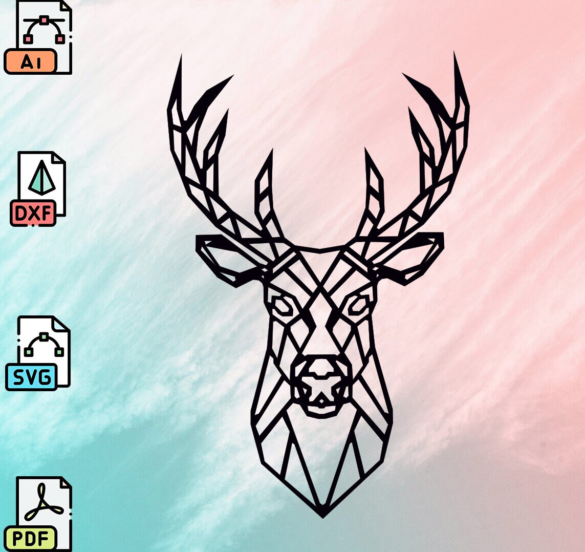 Deer Svg, Deer Head, Animal Cut Svg Dxf File Wall Sticker Pdf ...