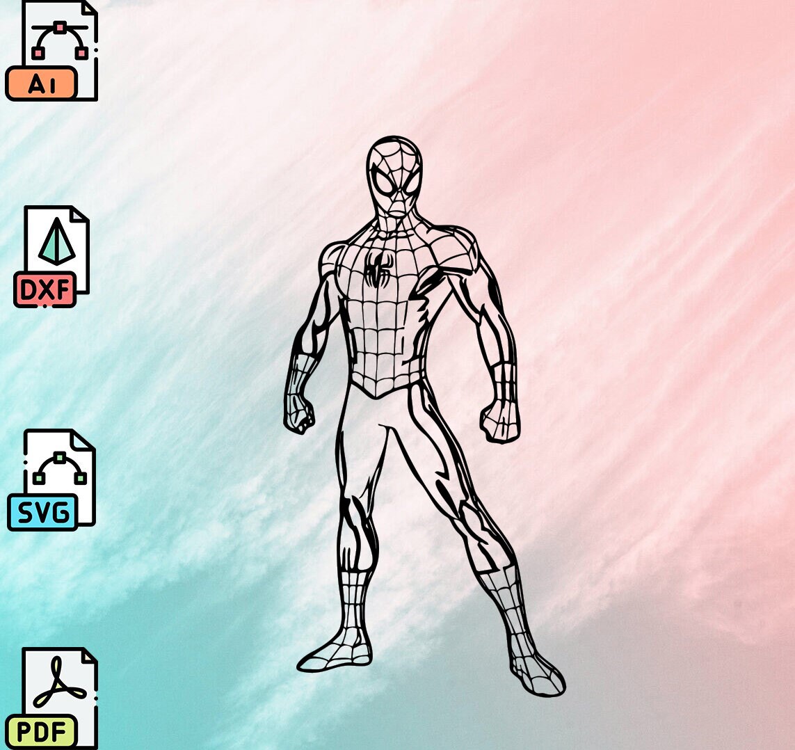 Spider Man, Avengers Svg Dxf File Wall Sticker Pdf Template Cnc Cutting ...