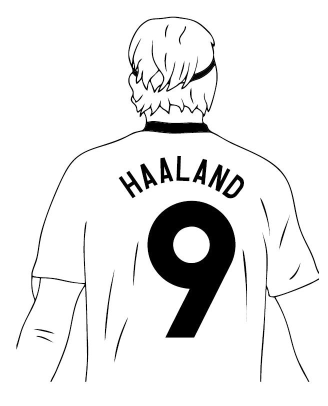 Erling Haaland Cut Svg Dxf File Wall Sticker Pdf Silhouette Template ...