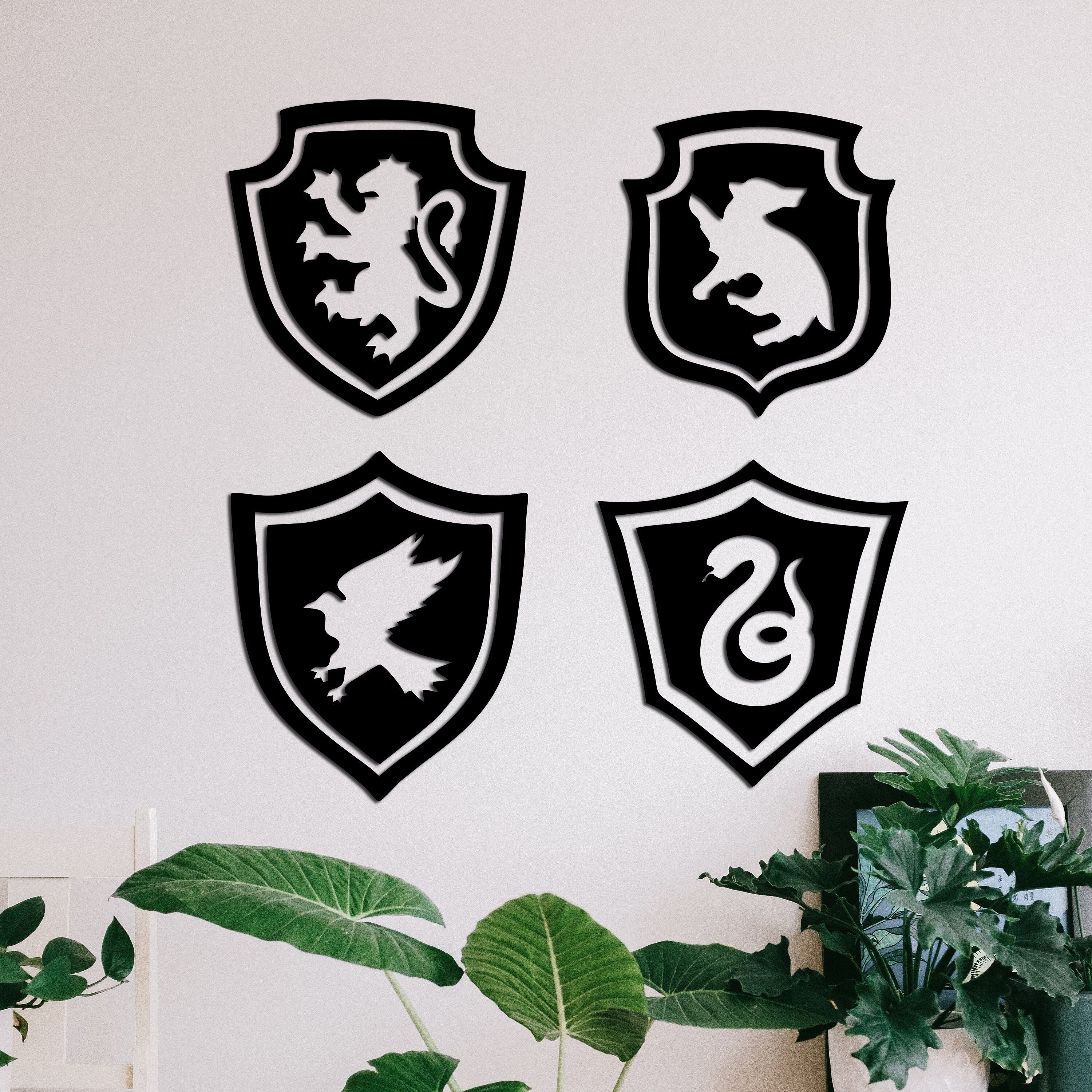 Magic House Crests Svg Dxf File Wall Sticker Pdf Silhouette Template ...