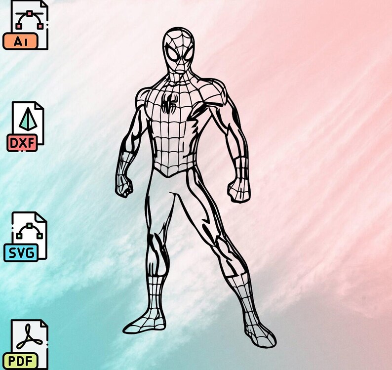Spider Man, Peter Parker Svg Dxf File Wall Sticker Pdf Template Cnc ...