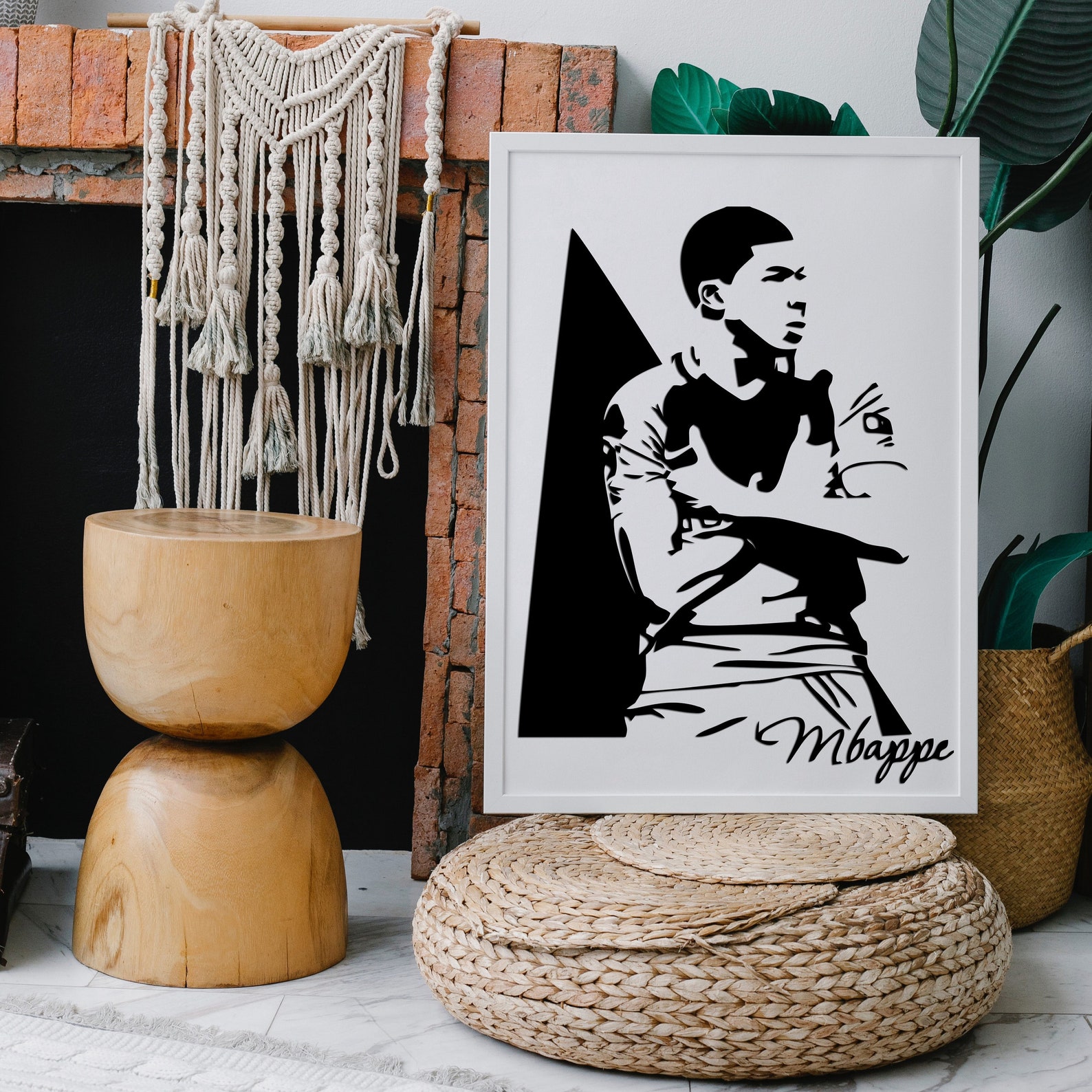 Kylian Mbappe Silhouette, PSG Svg Dxf File Wall Sticker Pdf Template ...