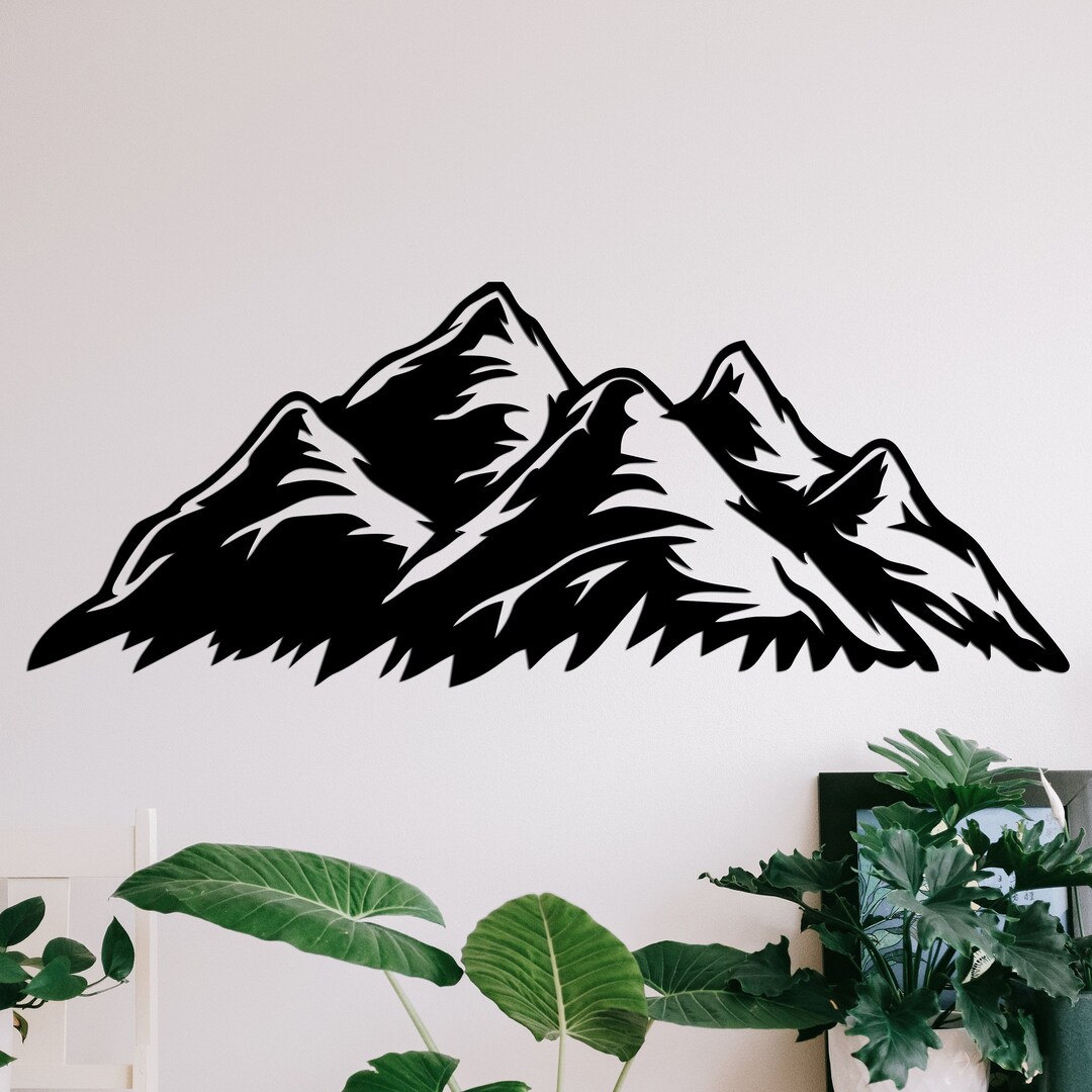 Mountain Svg Dxf File Wall Sticker Pdf Silhouette Template Cnc Cutting ...