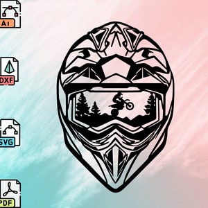 Bike Helmet Cut Svg Dxf File Wall Sticker Pdf Silhouette Template Cnc ...