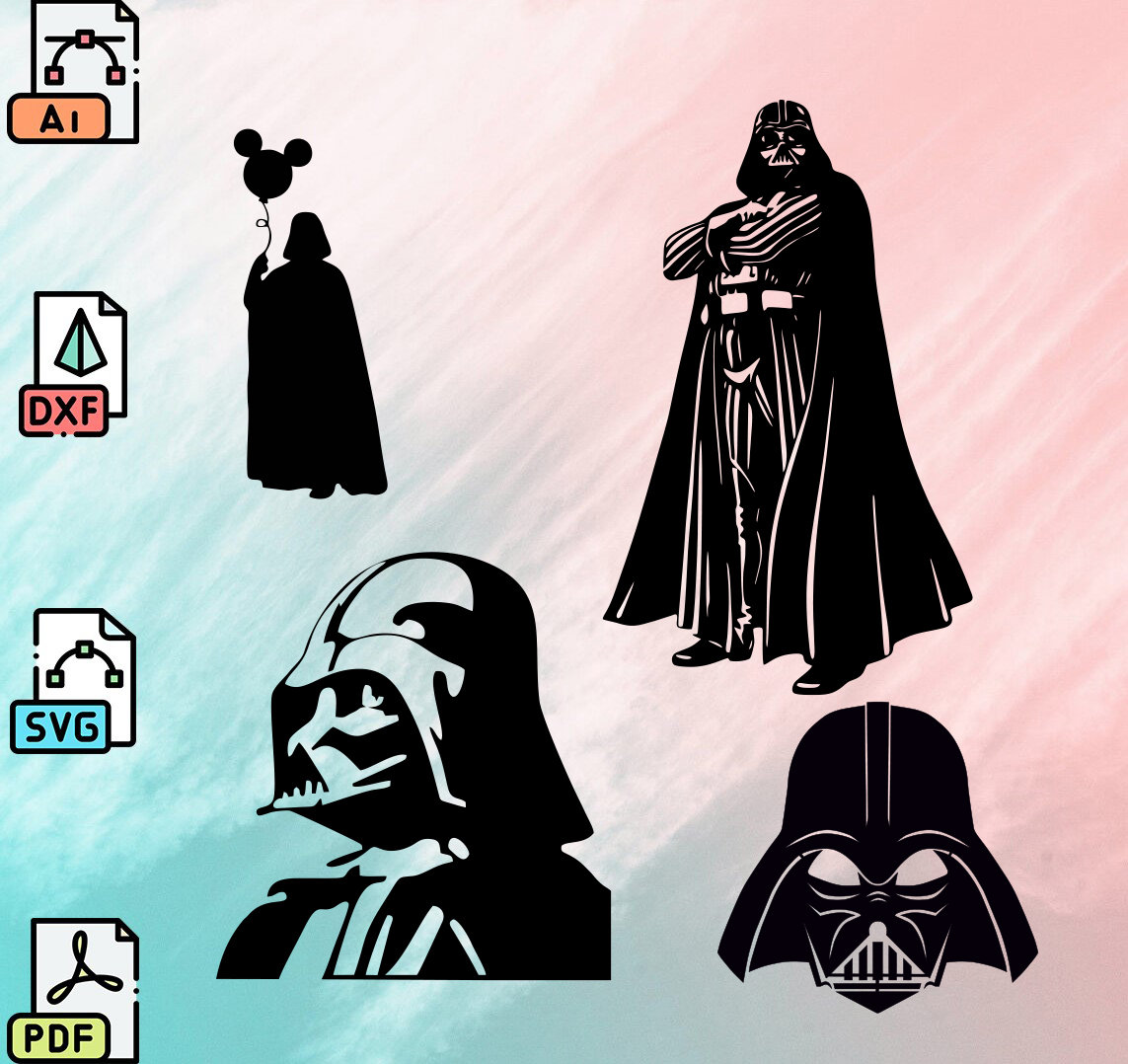 Darth Vader, Star Wars 4 Svg Dxf File Wall Sticker Pdf Silhouette ...