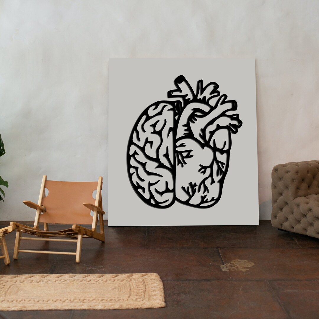 Heart and Brain Cut Svg Dxf File Wall Sticker Pdf Template Cnc Cutting ...