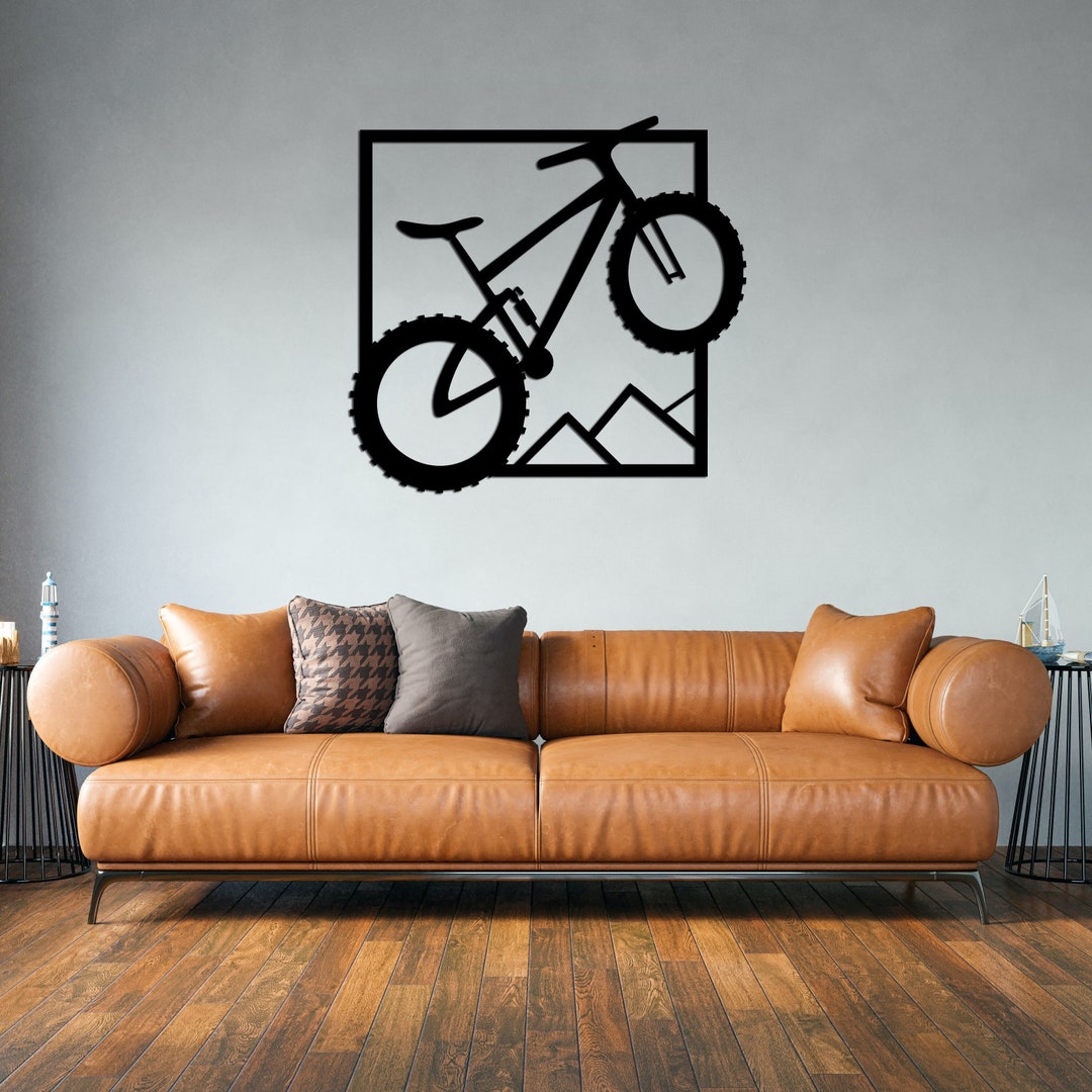 Mountain Bike Svg Dxf File Wall Sticker Pdf Template Cnc Cutting Router ...