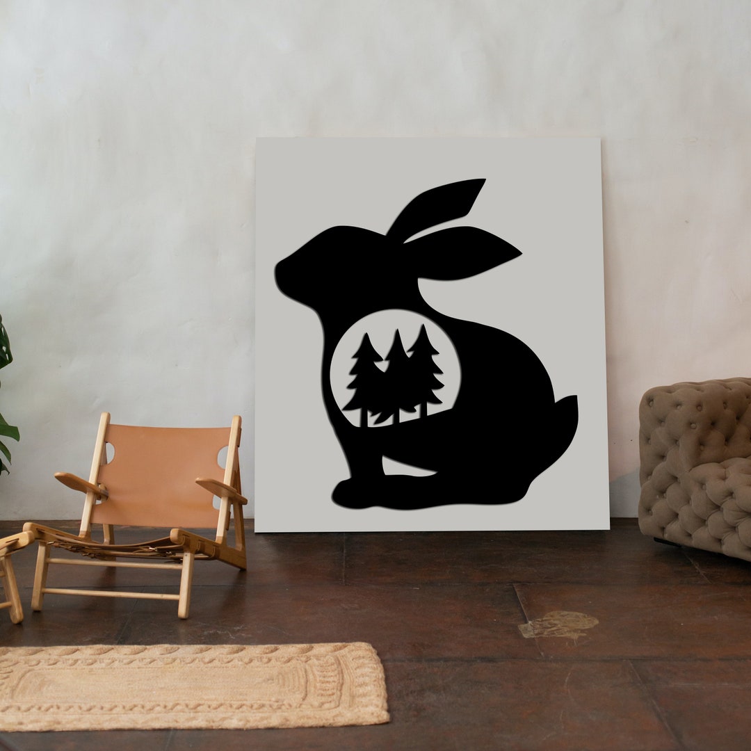 Rabbit With Forrest Cut Svg Dxf File Wall Sticker Pdf Template Cnc ...