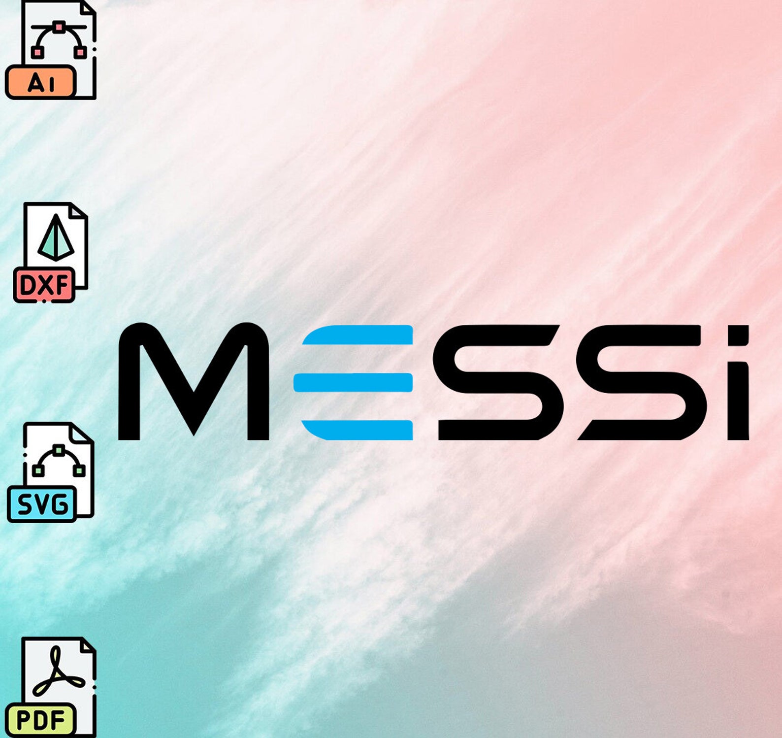 Messi Font Logos Svg Dxf File Wall Sticker Pdf Template Cnc Cutting ...
