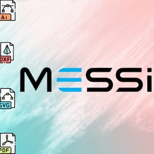 Messi Font Logos Svg Dxf File Wall Sticker Pdf Template Cnc Cutting ...