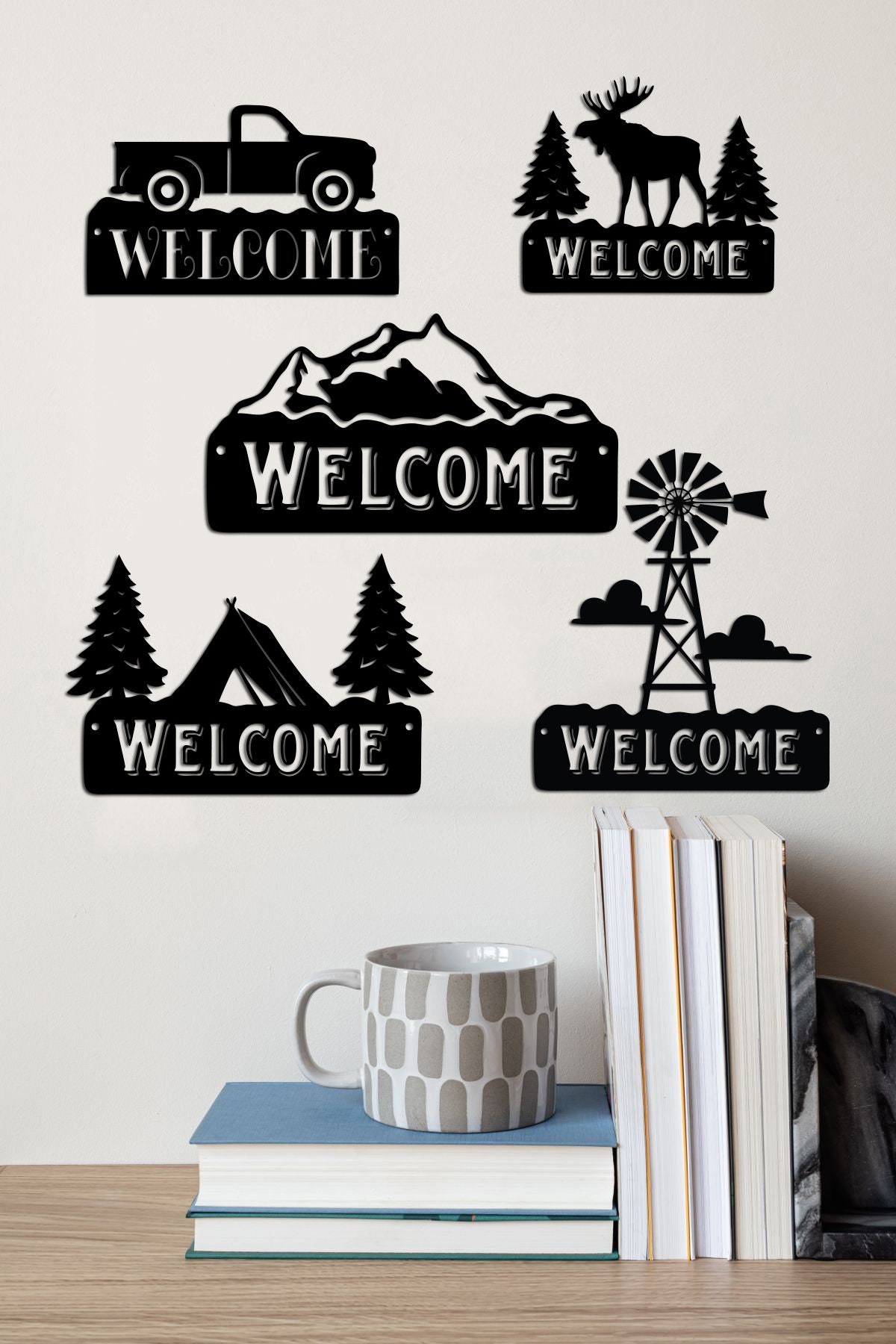 5 Welcome, Home Designs Cut Svg Dxf File Wall Sticker Pdf Silhouette ...