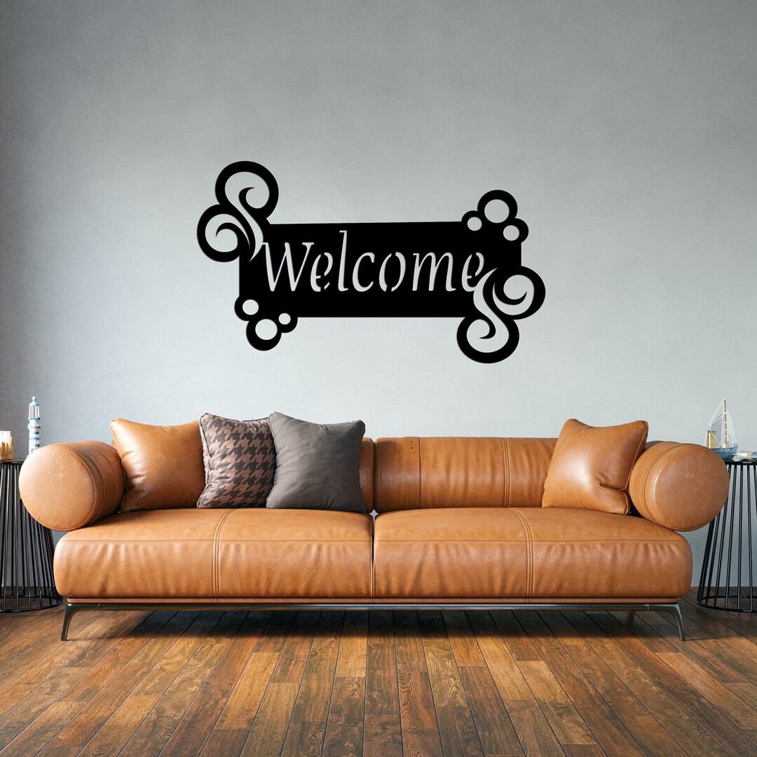 Welcome Sign, Home Designs Cut Svg Dxf File Wall Sticker Pdf Silhouette ...