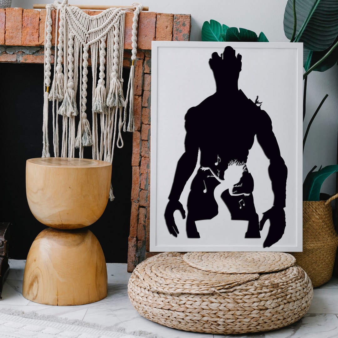 Groot Marvel Superhero Svg Dxf File Wall Sticker Pdf Template Cnc ...