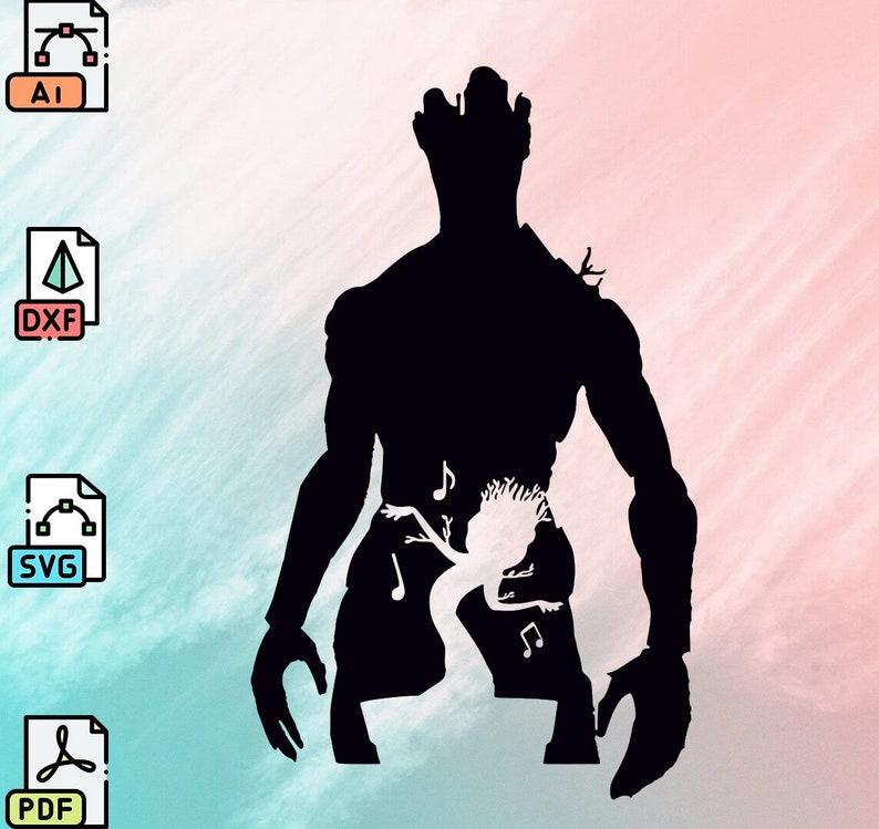 Groot Marvel Superhero Svg Dxf File Wall Sticker Pdf Template Cnc ...