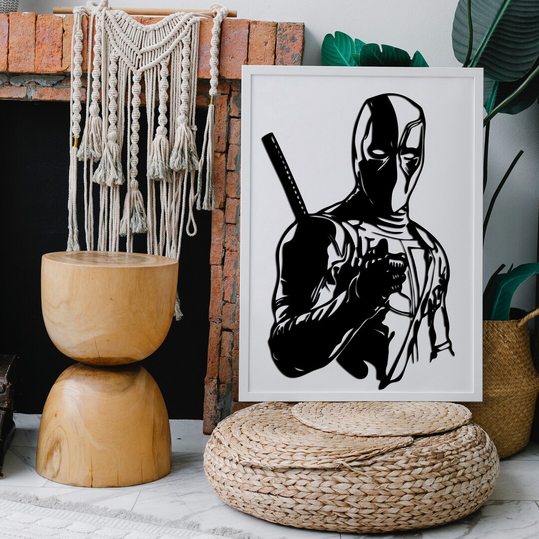 Deadpool Marvel Superhero Svg Dxf File Wall Sticker Pdf Template Cnc ...