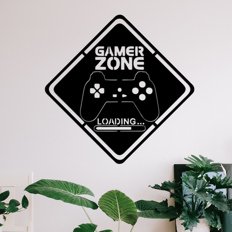 Gamer Zone, Controller Svg Dxf File Wall Sticker Pdf Template Cnc ...