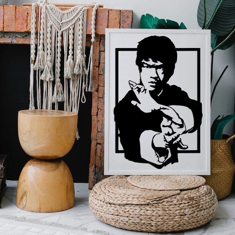 Bruce Lee Svg Dxf File Wall Sticker Pdf Template Cnc Cutting - Etsy