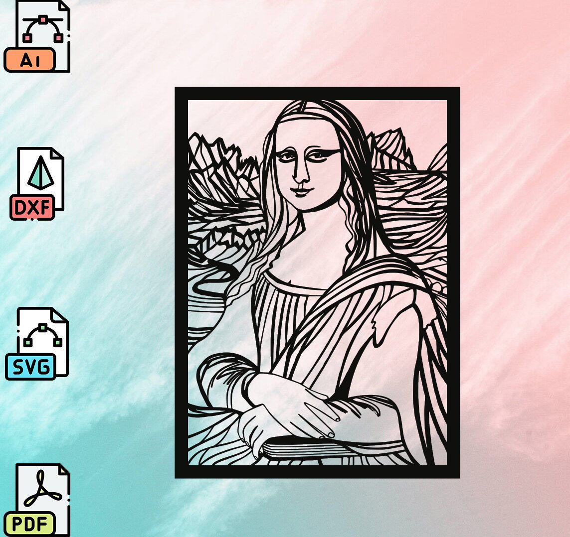 Mona Lisa Svg, Da Vinci Svg Dxf File Wall Sticker Pdf Silhouette ...