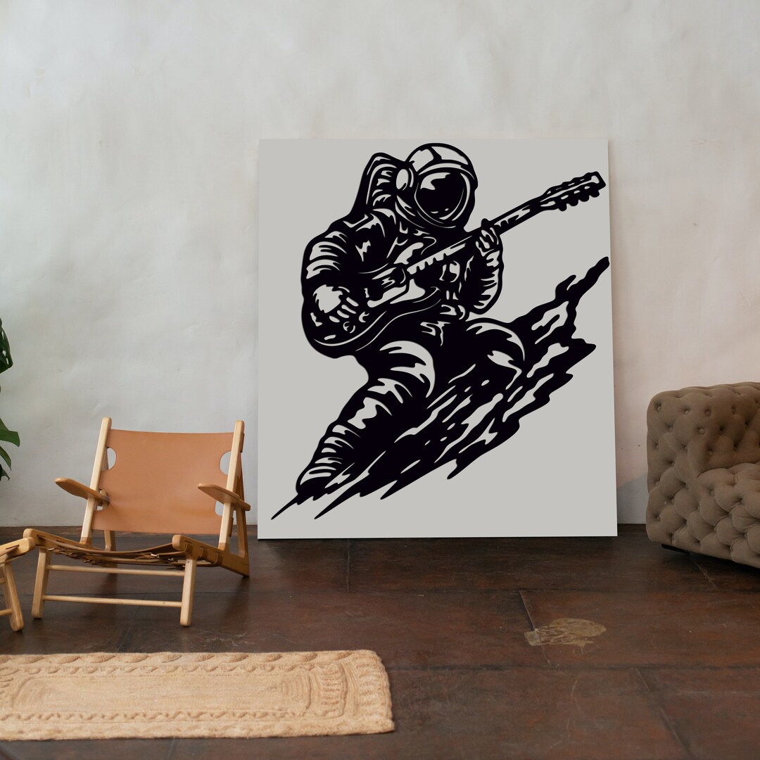 Astronaut Svg, Guitar Svg Dxf File Wall Sticker Pdf Template Cnc ...