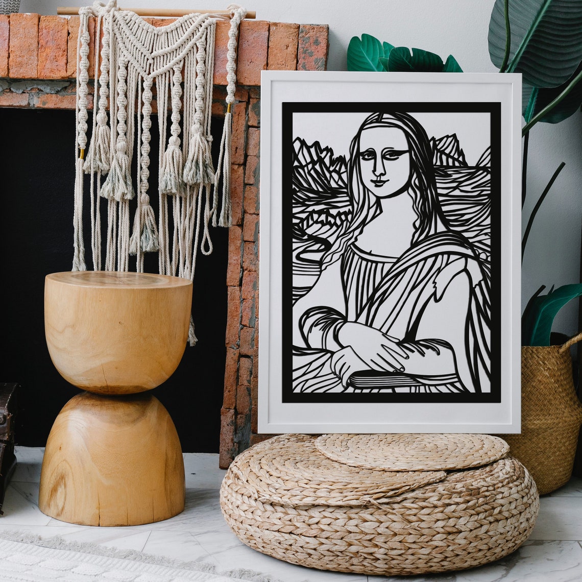 Mona Lisa Svg, Da Vinci Svg Dxf File Wall Sticker Pdf Silhouette ...