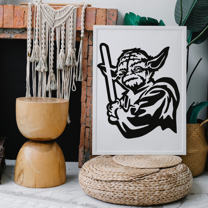 Grand Master Yoda, Star Wars Svg Dxf File Wall Sticker Pdf Template Cnc ...