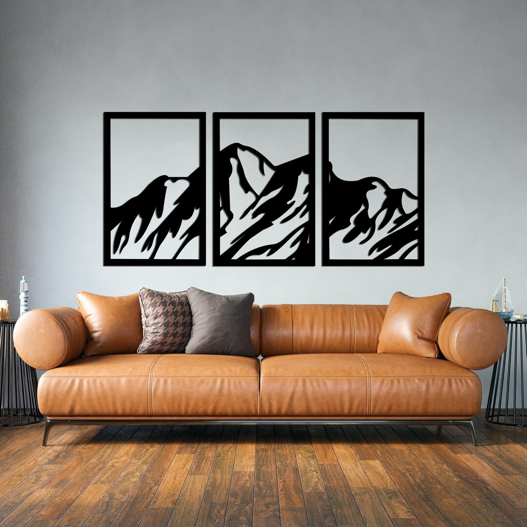 Mountain Panel Svg Dxf File Wall Sticker Pdf Silhouette Template Cnc ...