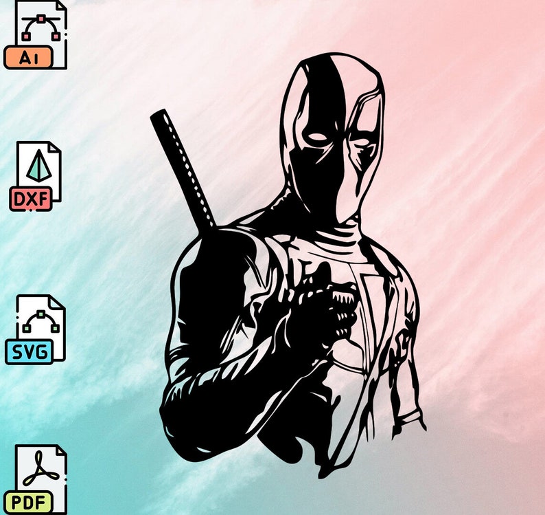 Deadpool Marvel Superhero Svg Dxf File Wall Sticker Pdf - Etsy