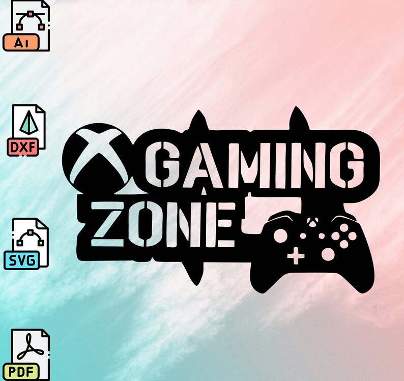 Gaming Zone, Controller Svg Dxf File Wall Sticker Pdf Template Cnc ...
