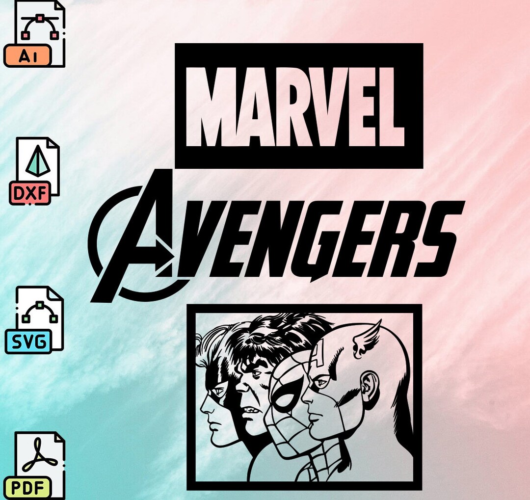 Marvel Avengers Svg, Superhero Svg Dxf File Wall Sticker Pdf Template ...