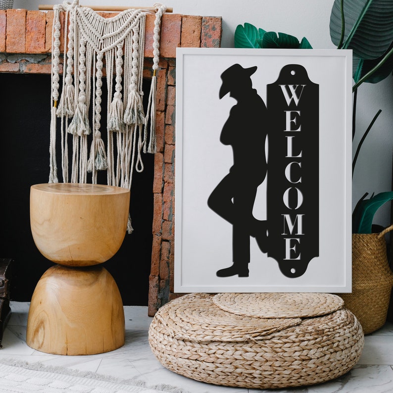 Welcome Cowboy Svg, Home Designs Cut Svg Dxf File Wall Sticker Pdf ...