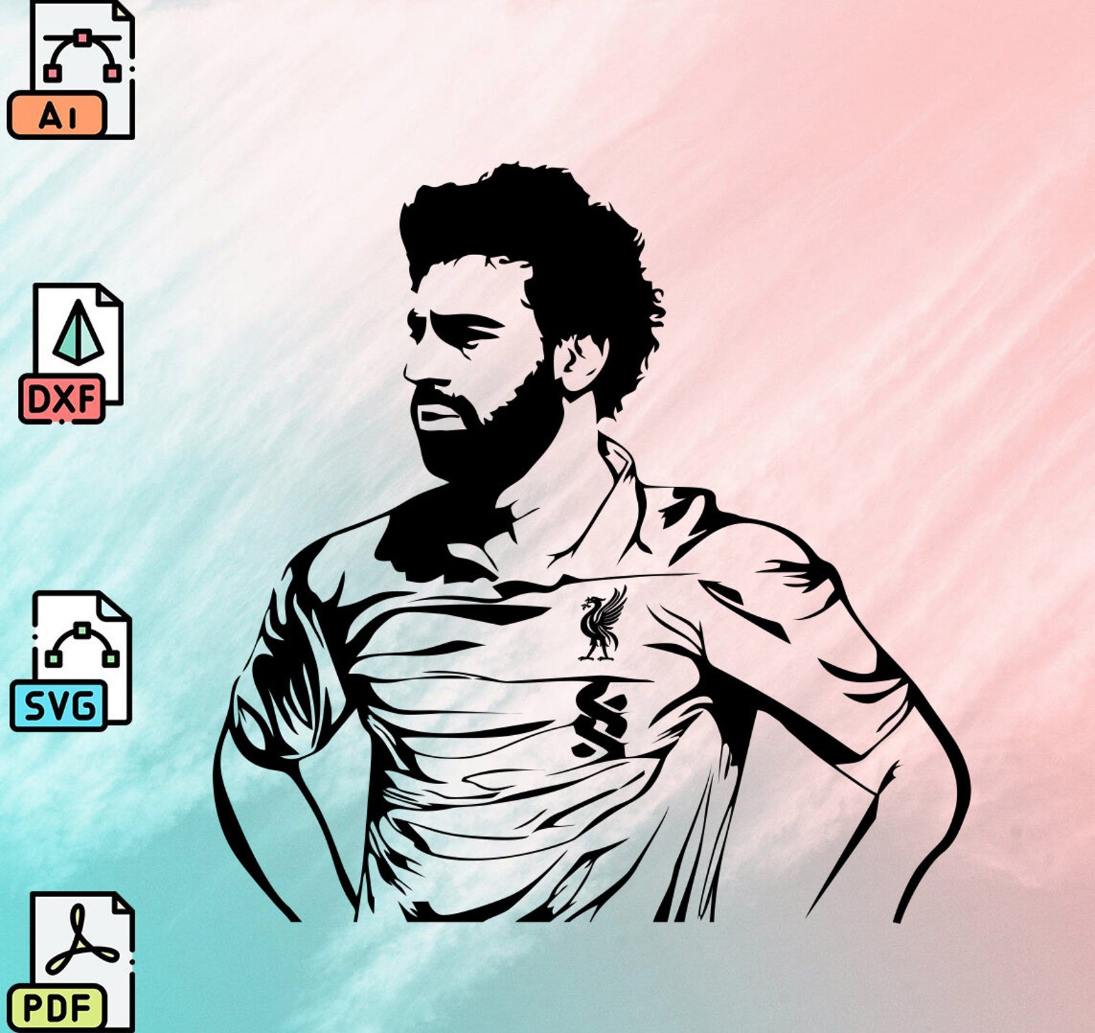 Salah Svg, Mohammed Salah Cut Svg Dxf File Wall Sticker Pdf Silhouette ...