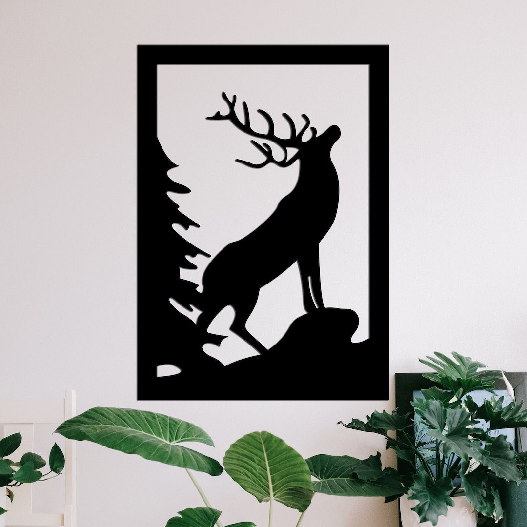 Deer Vector, Deer Panel, Animal Cut Svg Dxf File Wall Sticker Pdf ...