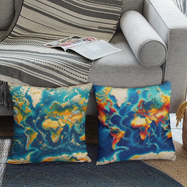 World Map Pillow - Etsy