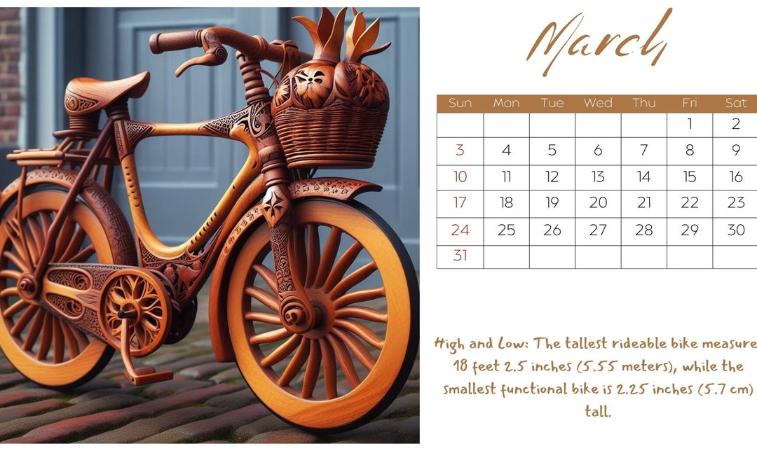 Fun-facts Bicycles Calendar : 2024 Bicycle Fun Facts Calendar Pedal ...