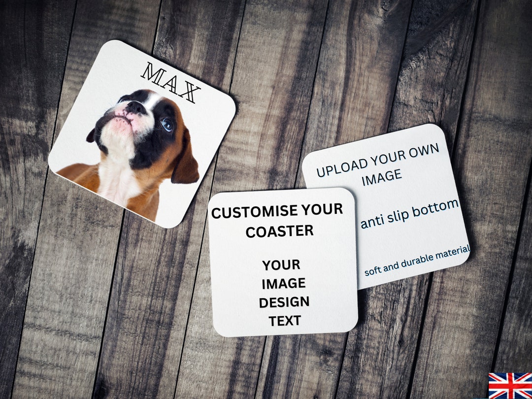 Personalised Custom Rubber Coaster Set Photo/text Printed Heat ...