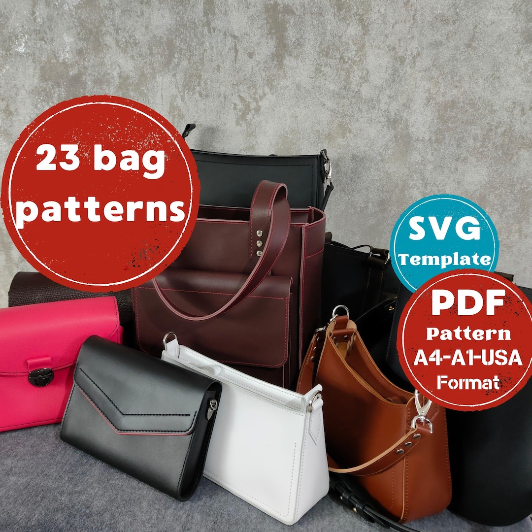 Leather Bag Pattern Set, Leather Bag Patterns, Patterns for Beginners ...