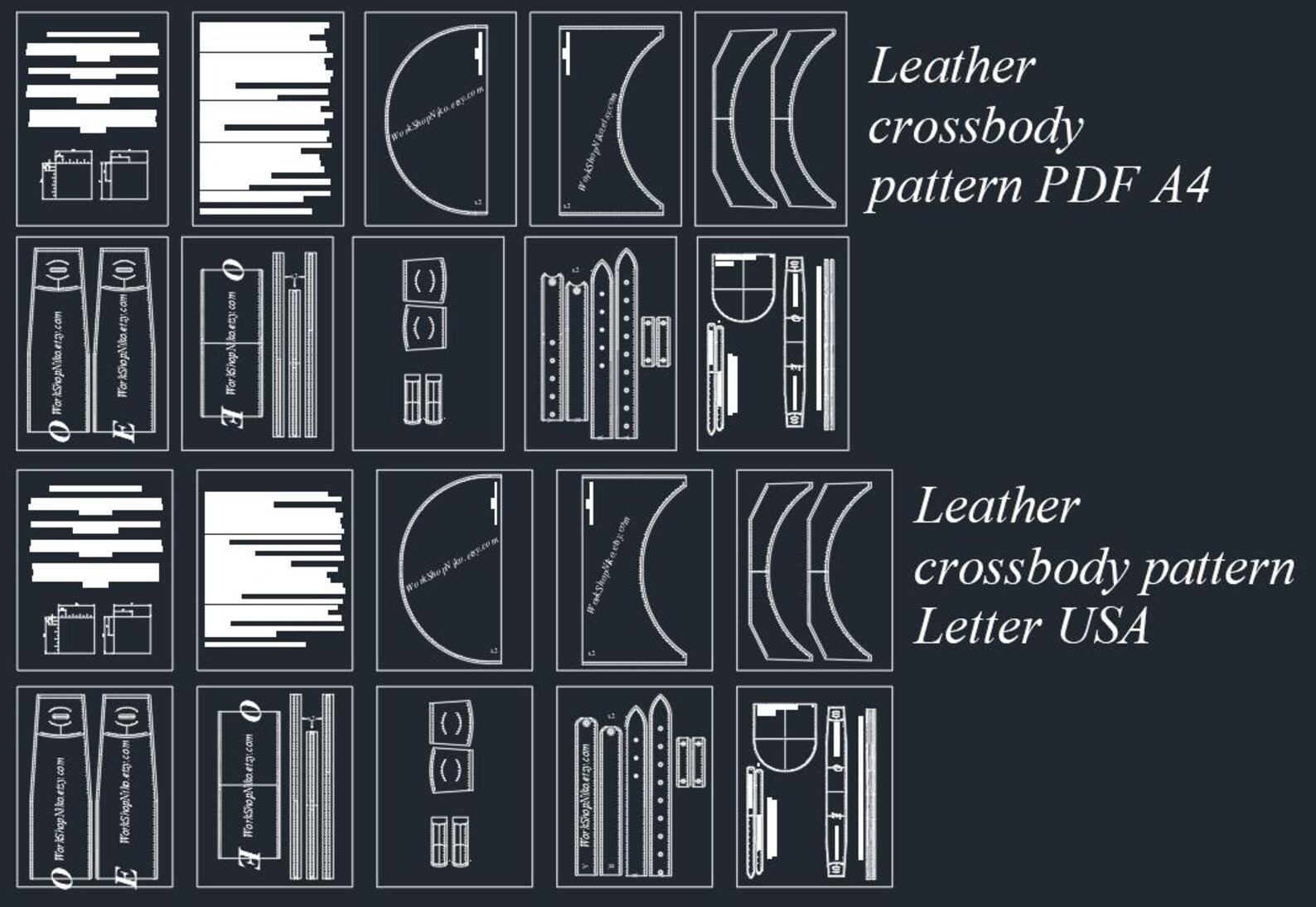 Womens Crossbody Bag Pattern, Shoulder Bag Pattern, Bag Template ...