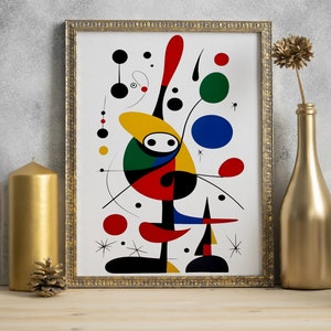 Joan Miró Style Wall Art, Abstract and Modern Chic Art, Colorful Art ...